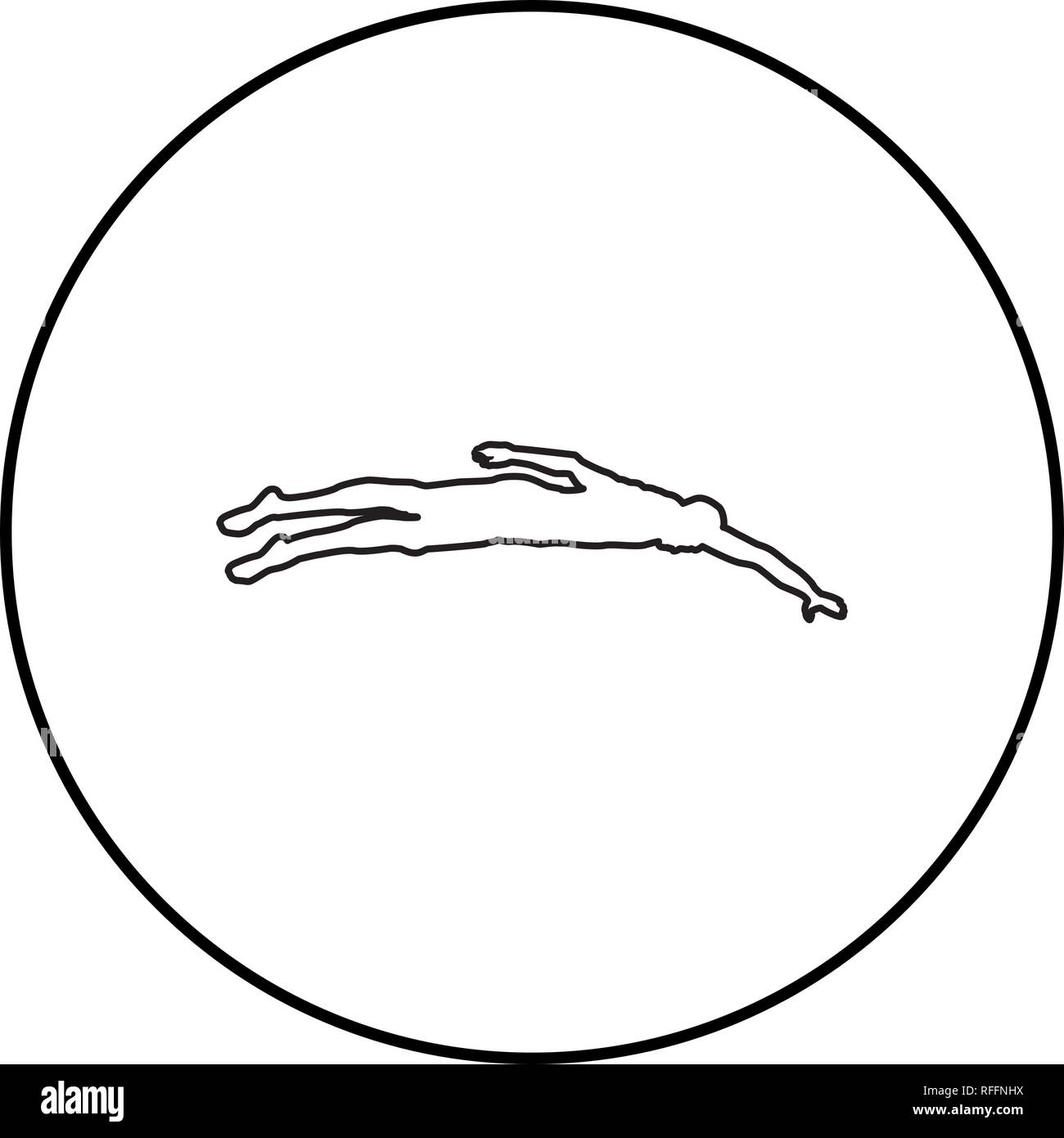 Sportsman swimming Man floats crawl silhouette icon black color outline ...