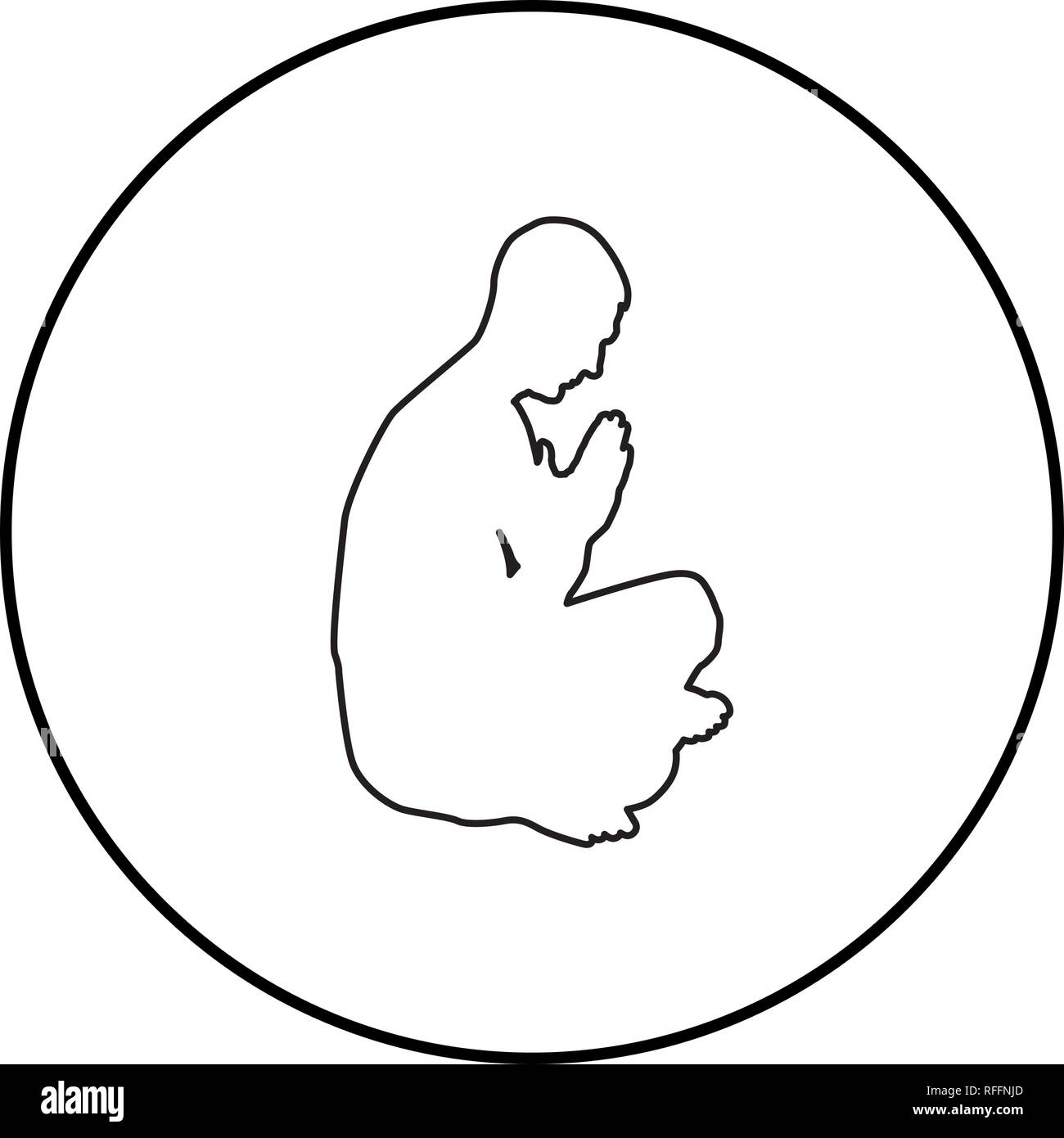 Man praying silhouette icon black color outline vector I flat style ...