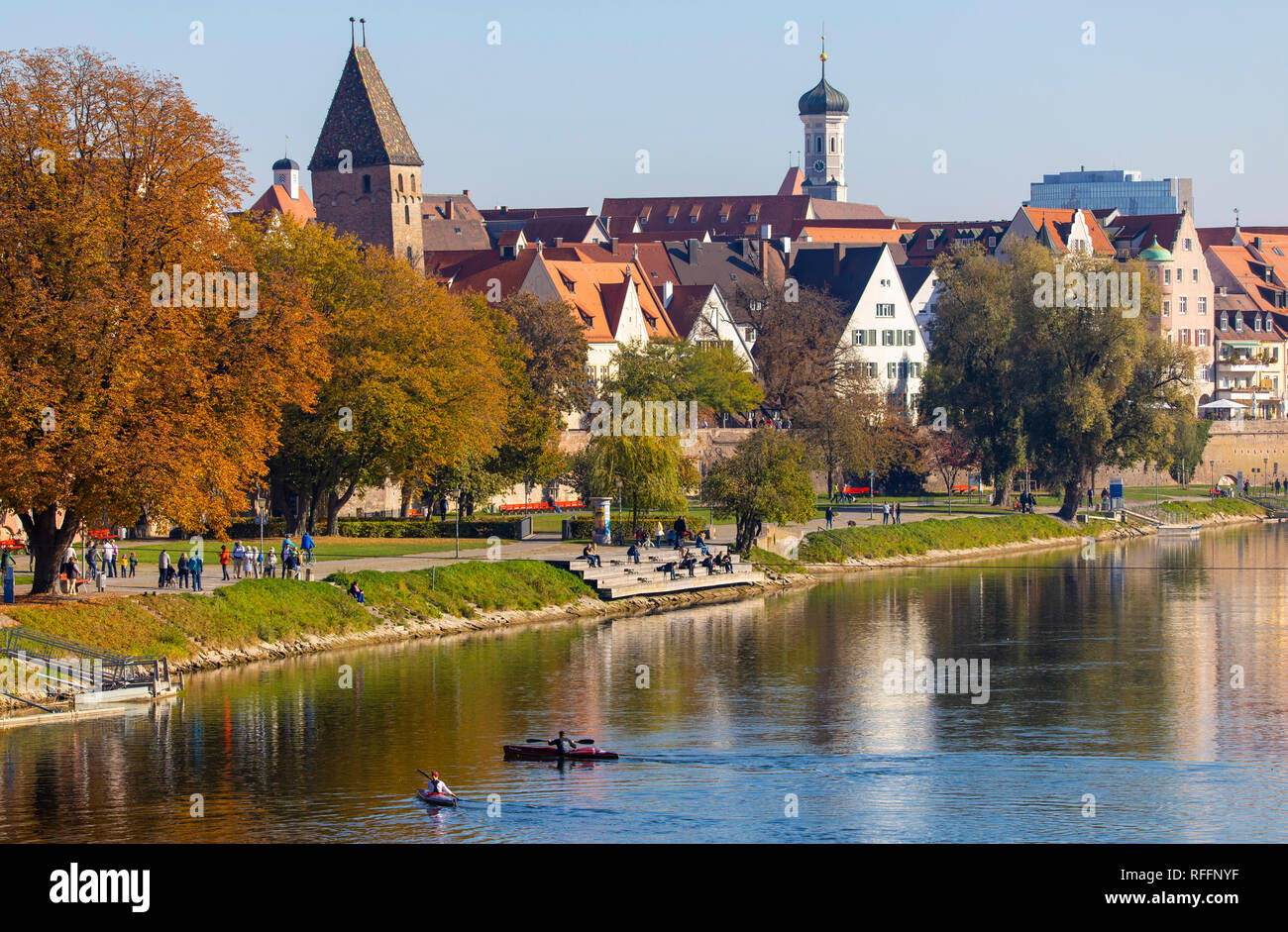 Ulm, skyline of the Old Town on the Danube river, Germany Stock Photo ...