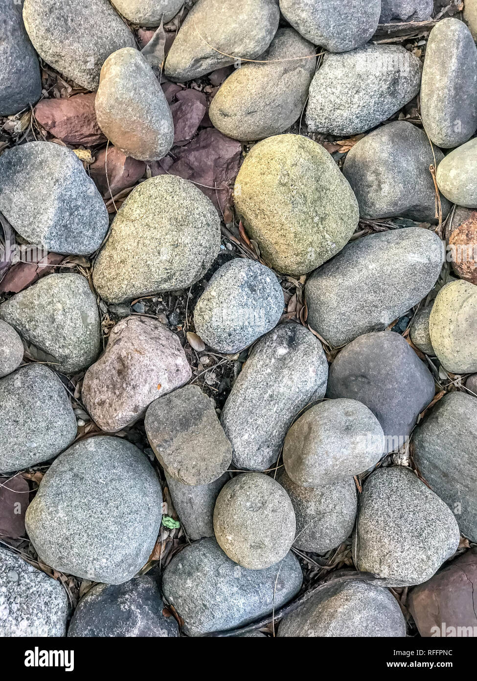 Organized pepples and rocks organized on path Stock Photo - Alamy