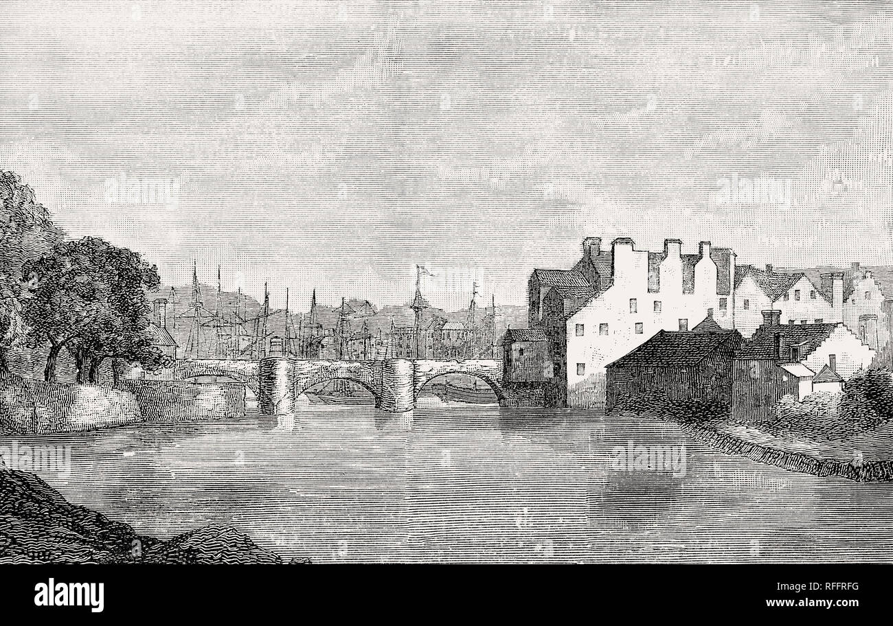 Old Bridge of Leith, Leith, Edinburgh, Scotland, 19th century Stock ...