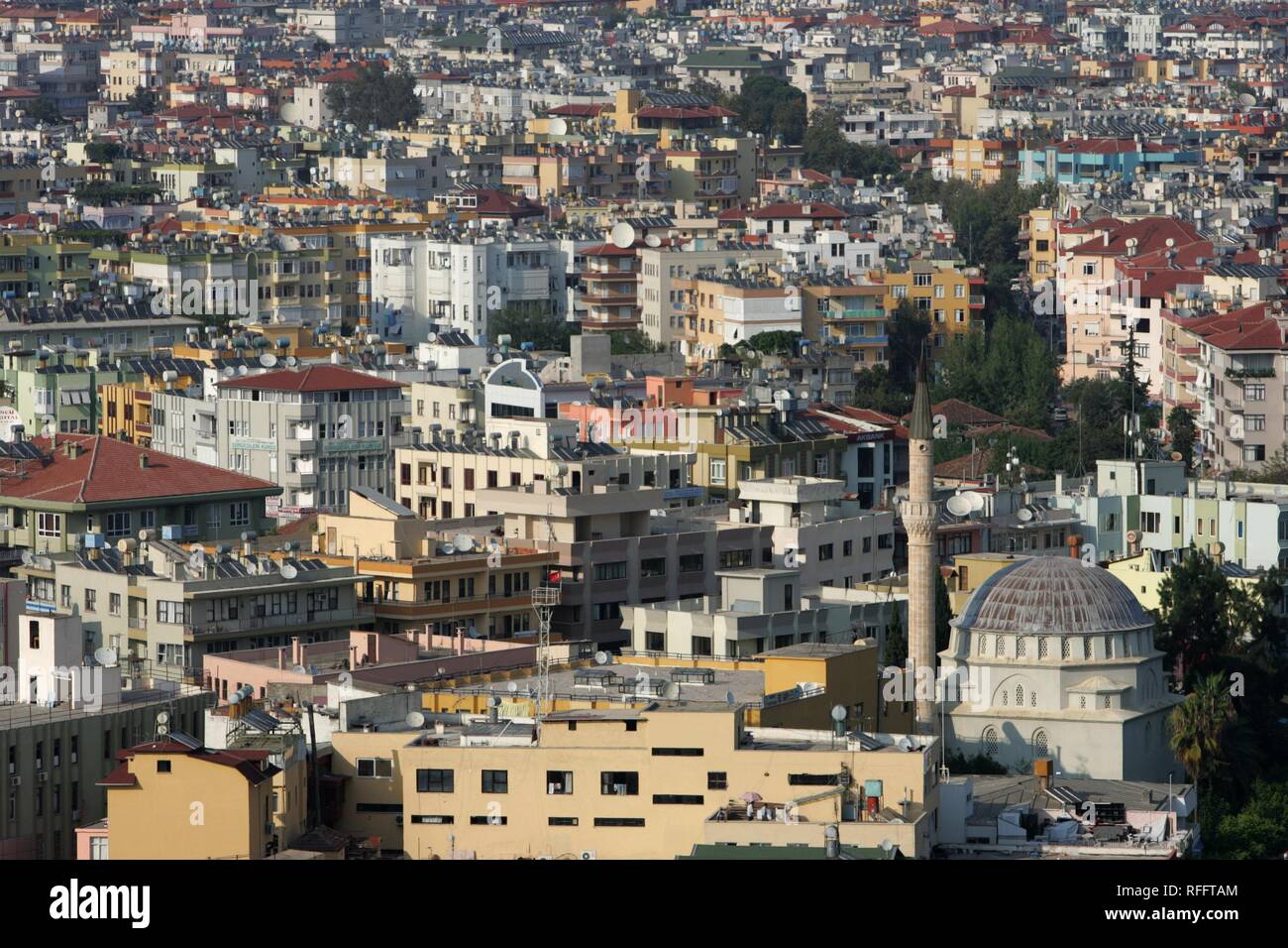 TUR, Turkey, Alanya : Turkish Riviera. Ocean of houses. Watertanks and ...