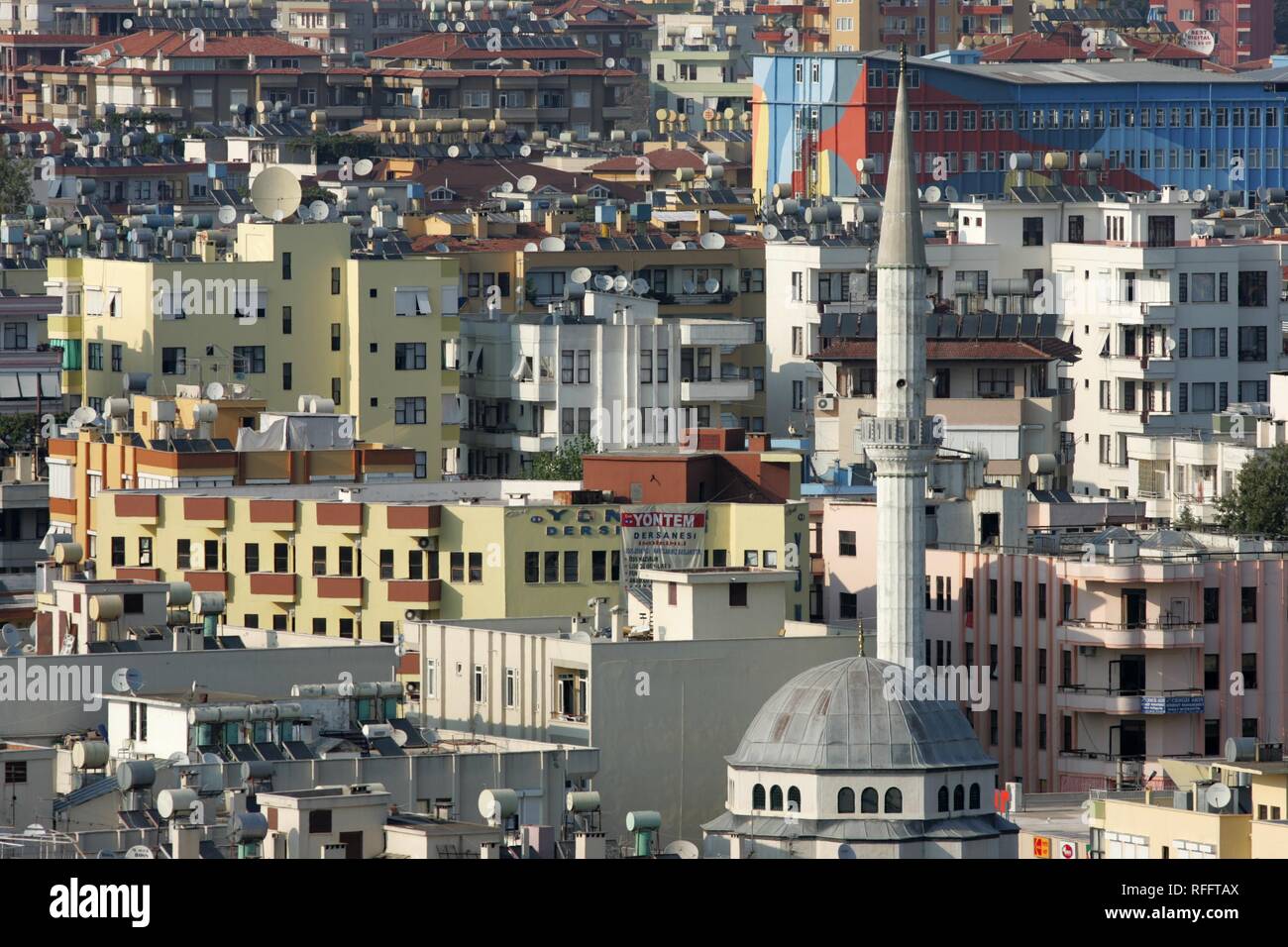 TUR, Turkey, Alanya : Turkish Riviera. Ocean of houses. Watertanks and ...