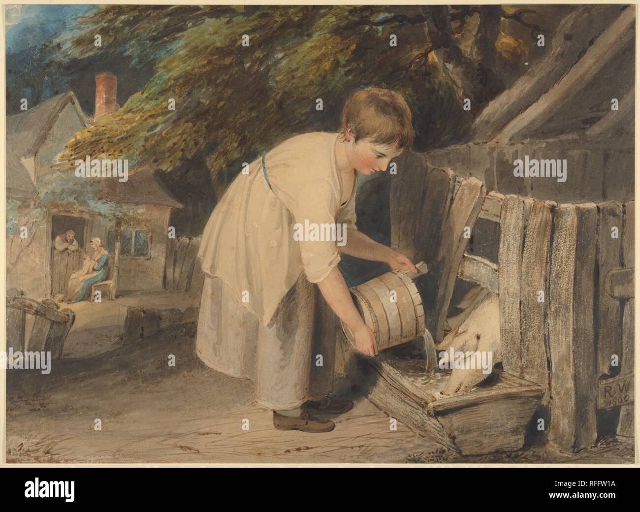 Girl Feeding Pigs. Artist: Richard Westall (British, Reepham, Norfolk ...
