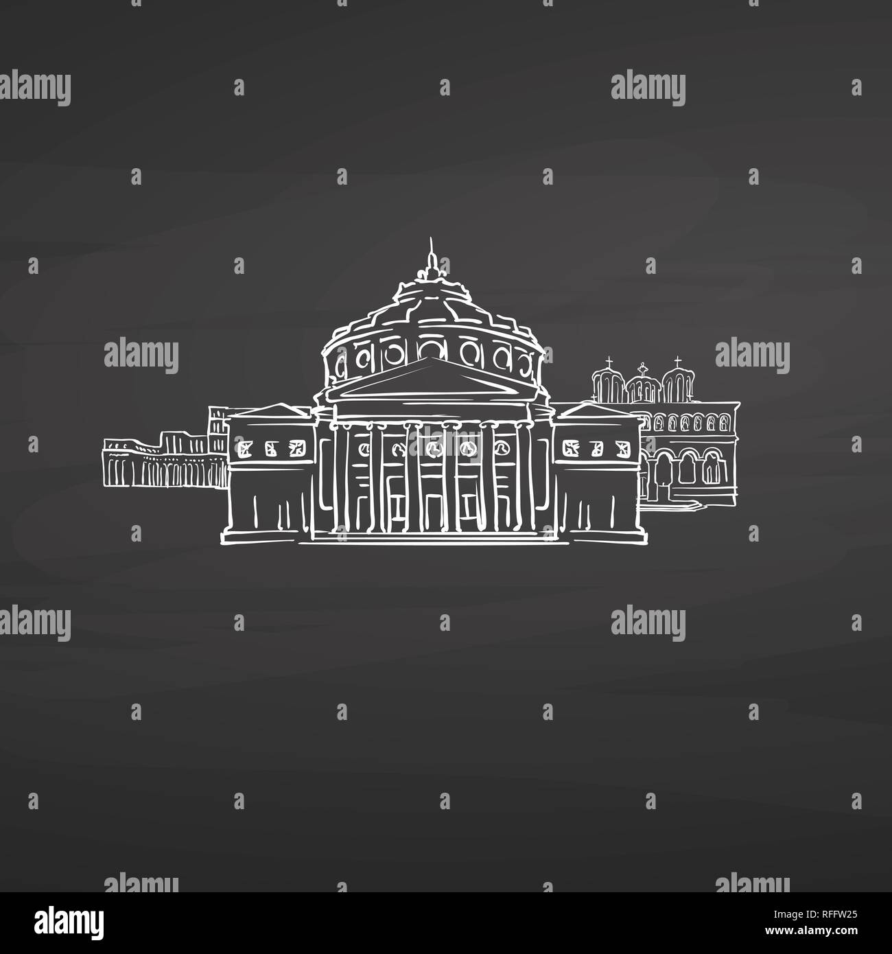 Bucharest Romania signs on blackboard. Digital chalk drawn vector ...