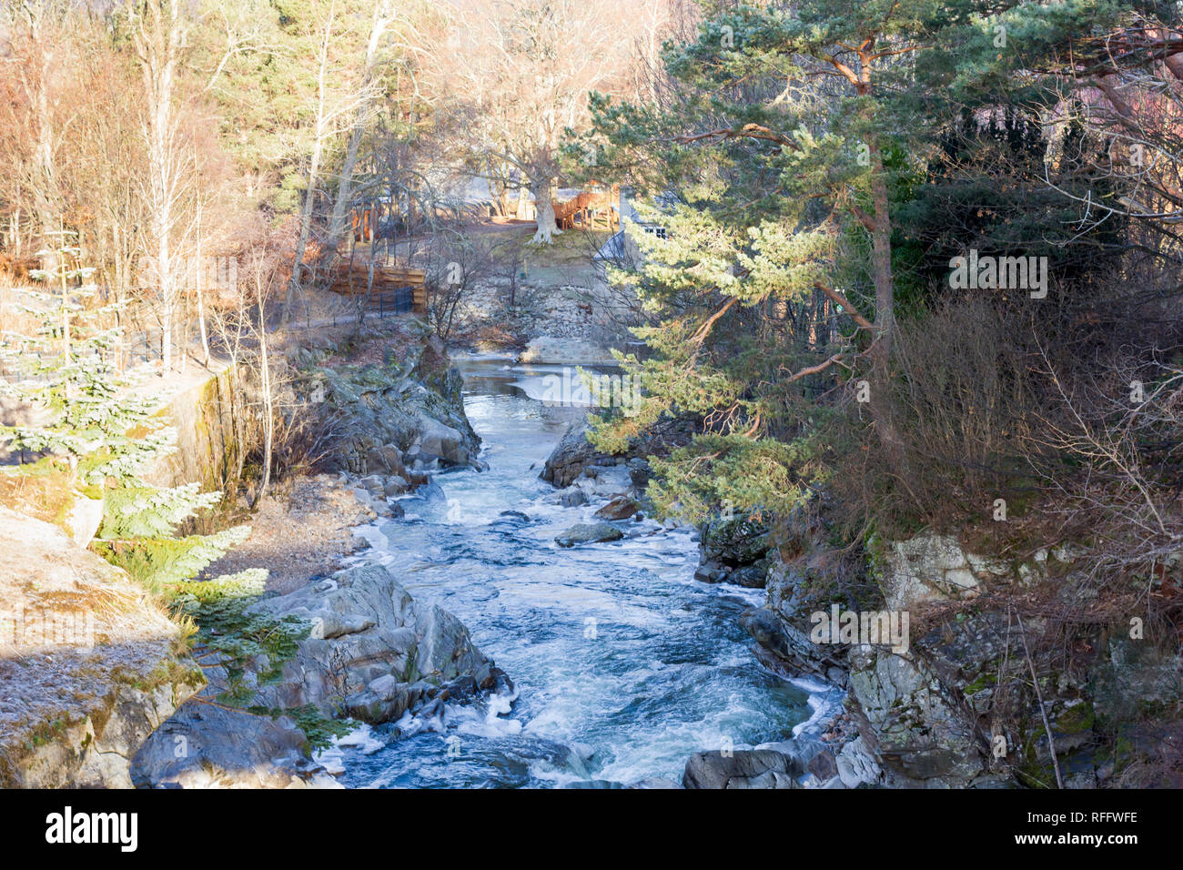 View of the Clunie Burn, Clunie Water, a tributary of the River Dee ...