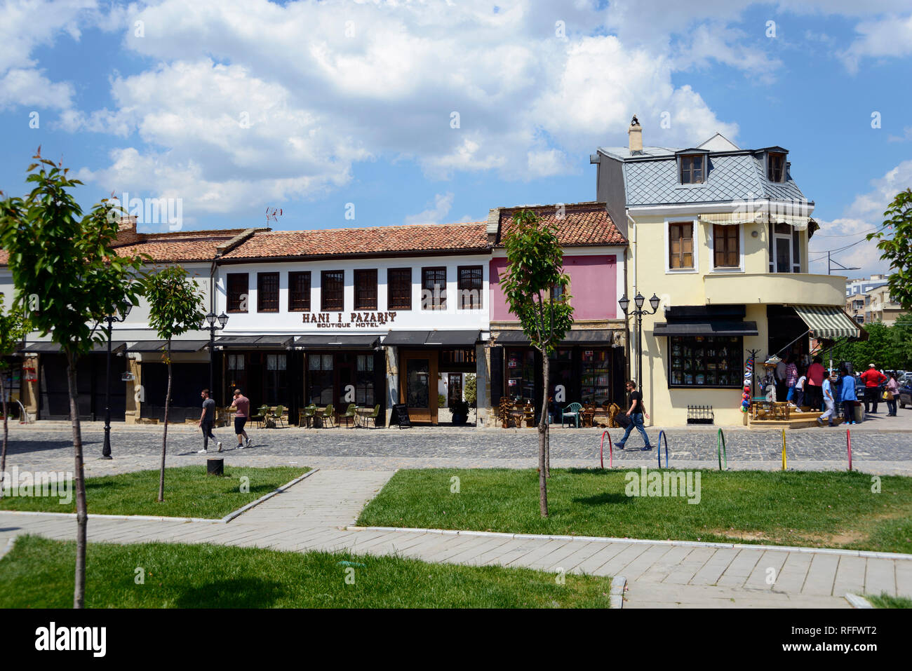 District Old bazaar, Pazari i Vjeter, historic bazaar district, Korca ...