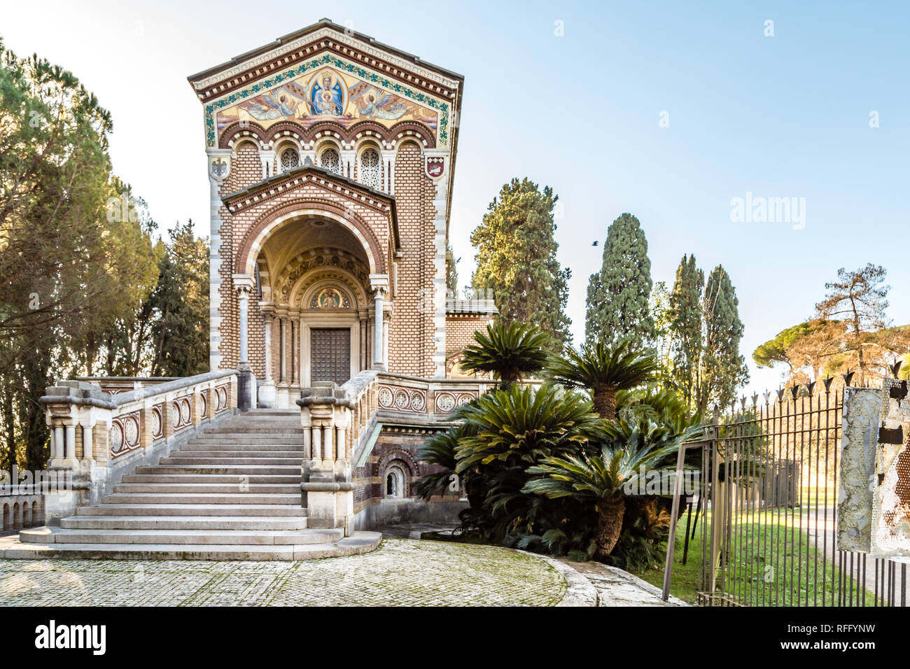 ROME, ITALY - JANUARY 5, 2019: light is enlightening gothic funerary ...