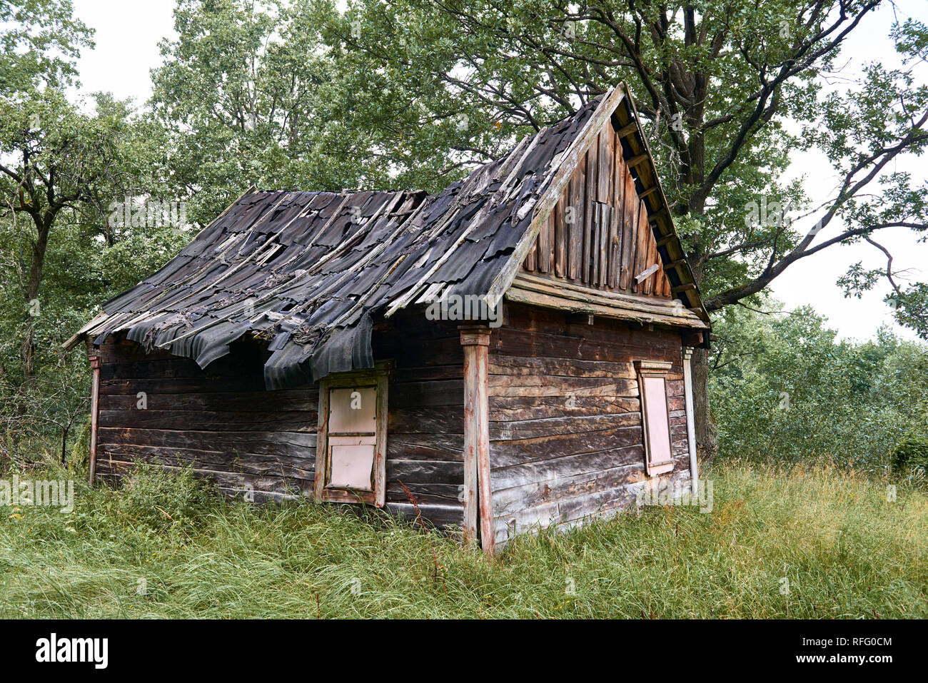 old wooden house in the forest Stock Photo - Alamy