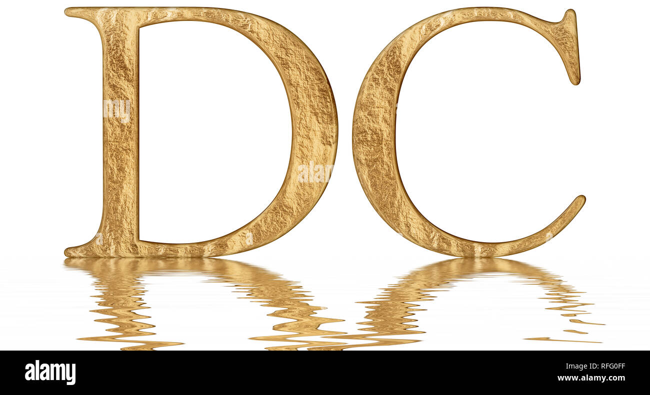 Roman numeral DC, sescenti, 600, six hundred, isolated, reflected on ...