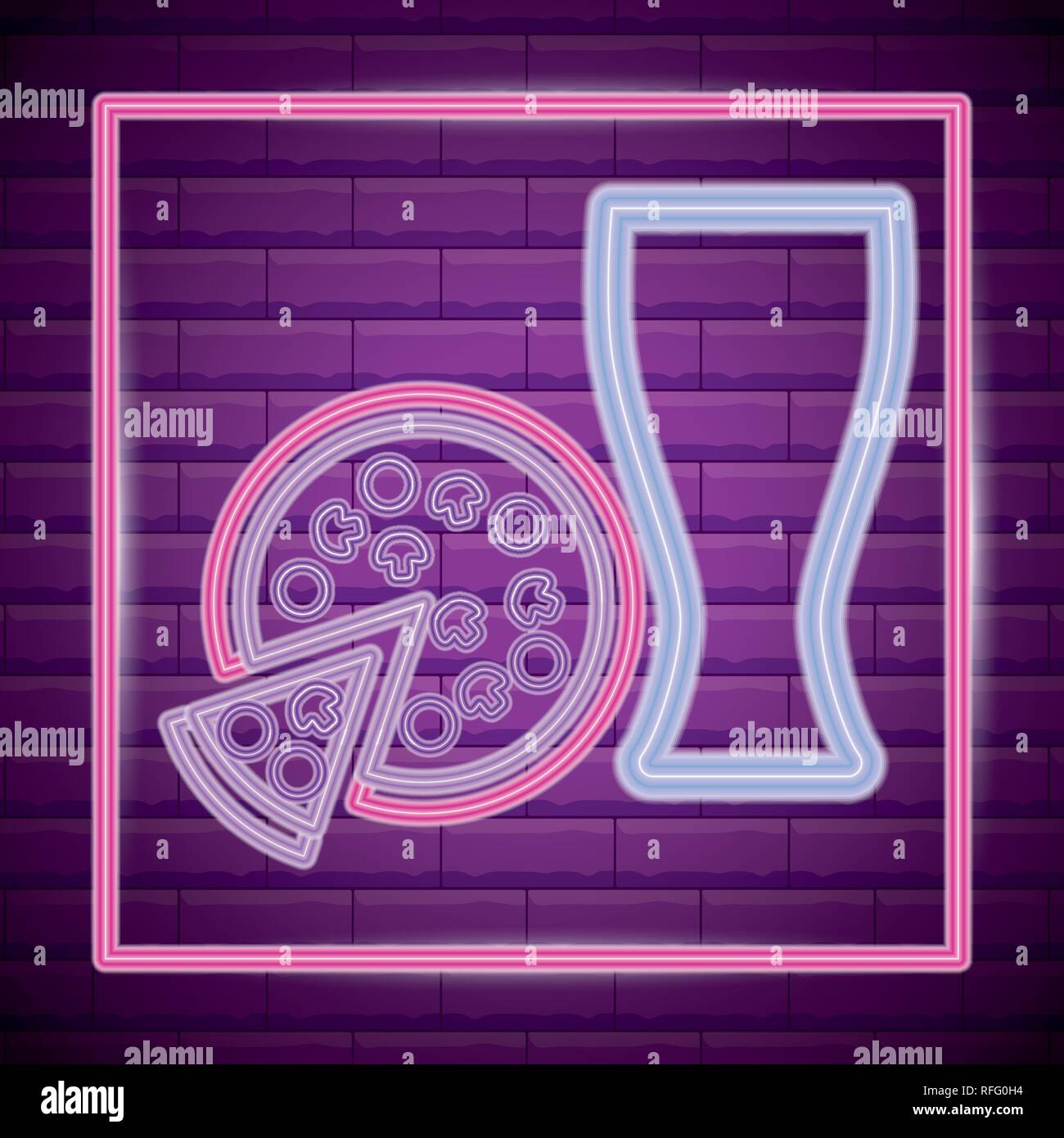 soda Pizza icon over purple background, colorful neon design. vector ...