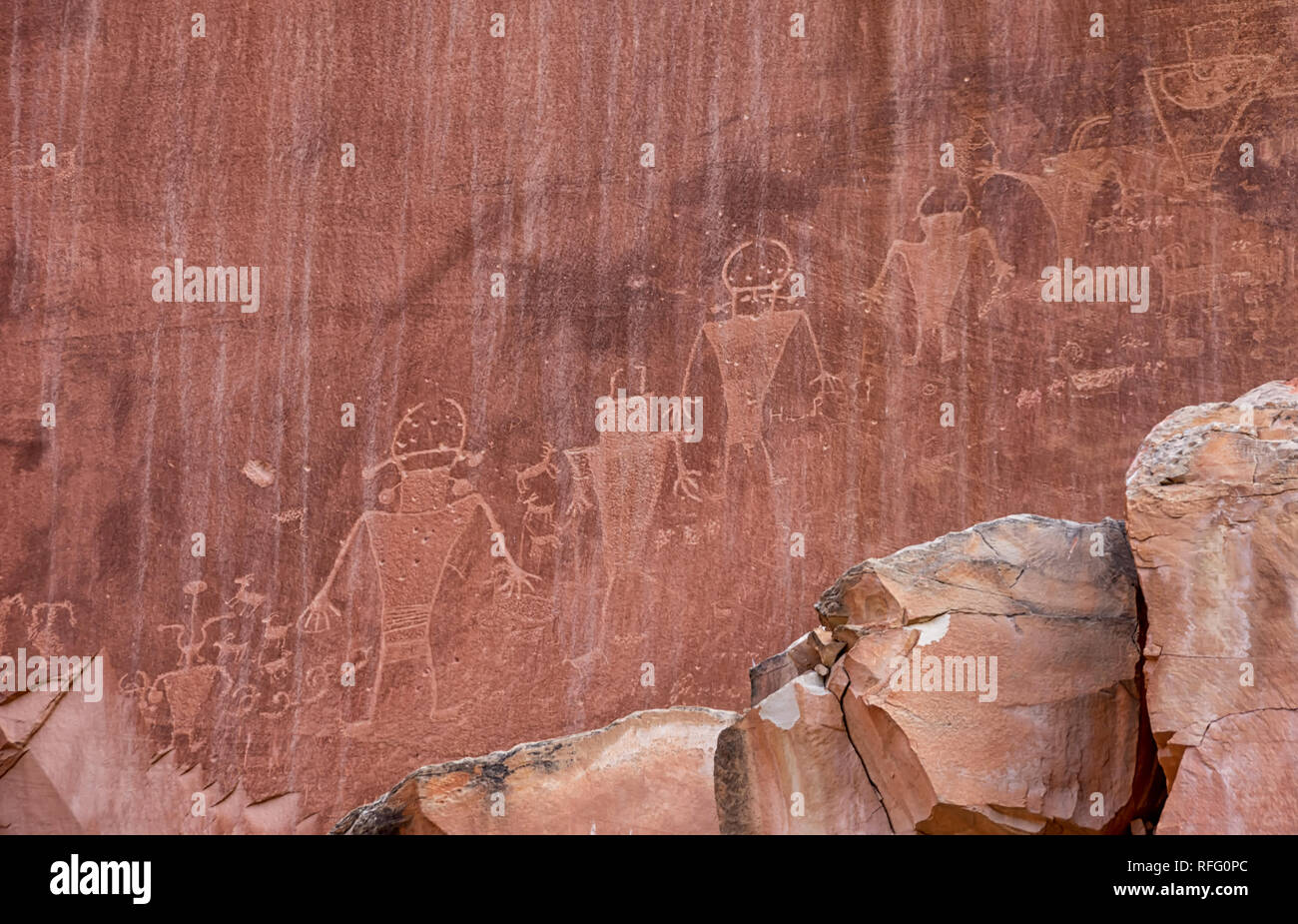 Petroglyphs at Capitol Reef National Park in Utah, USA Stock Photo - Alamy