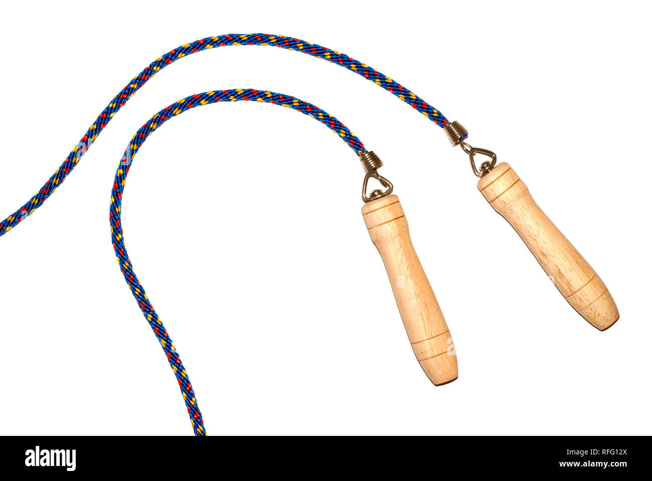 Colorful rope and wooden handle of Jumping rope Stock Photo - Alamy