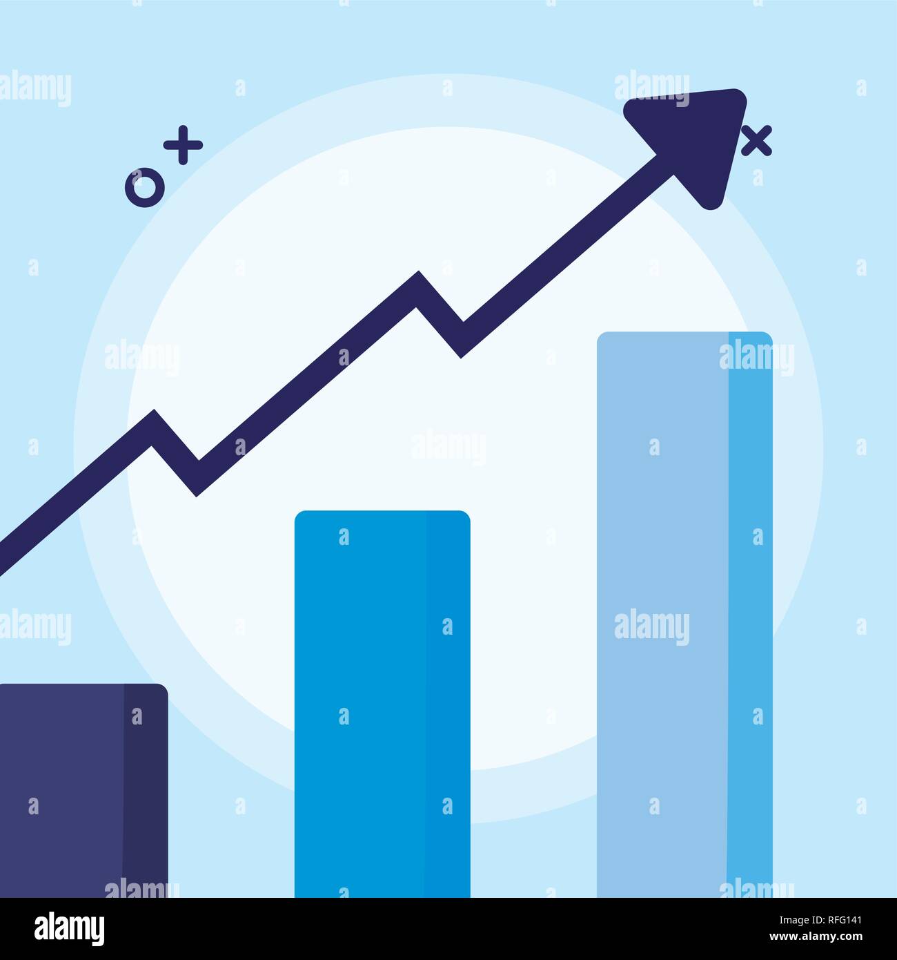bar chart over blue background, colorful design. vector illustration ...
