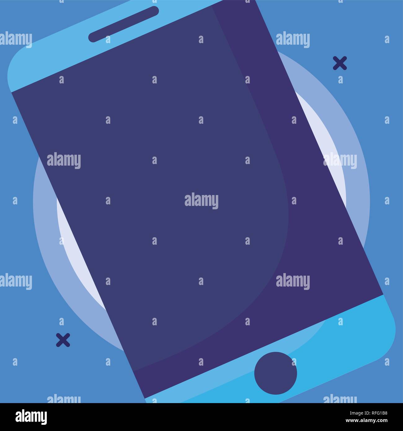 Smartphone device over blue background, vector illustration Stock ...