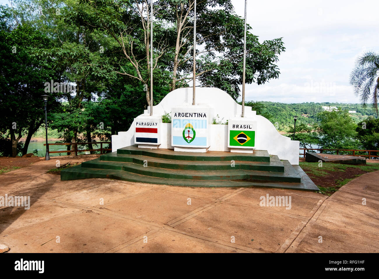 Three Borders Landmark. Puerto Iguazu - Argentina Stock Photo - Alamy