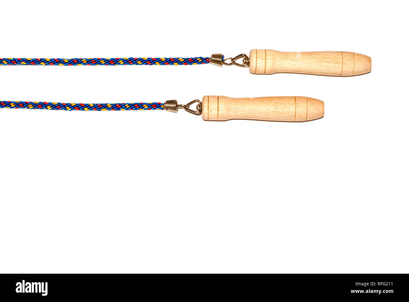 Colorful rope and wooden handle of Jumping rope Stock Photo - Alamy