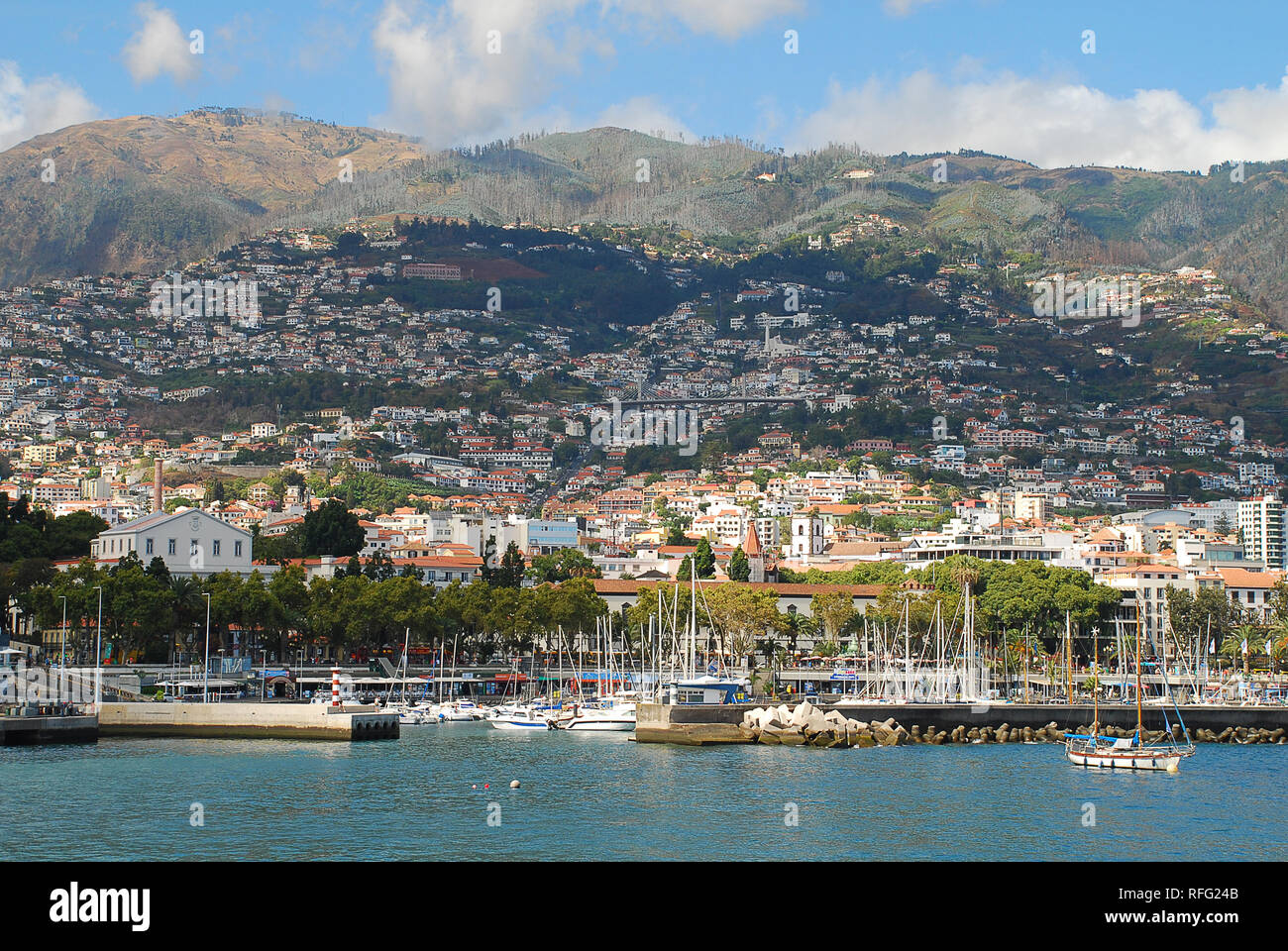 Panoramic view of Funchal on Madeira Island. Portugal. Funchal is ...
