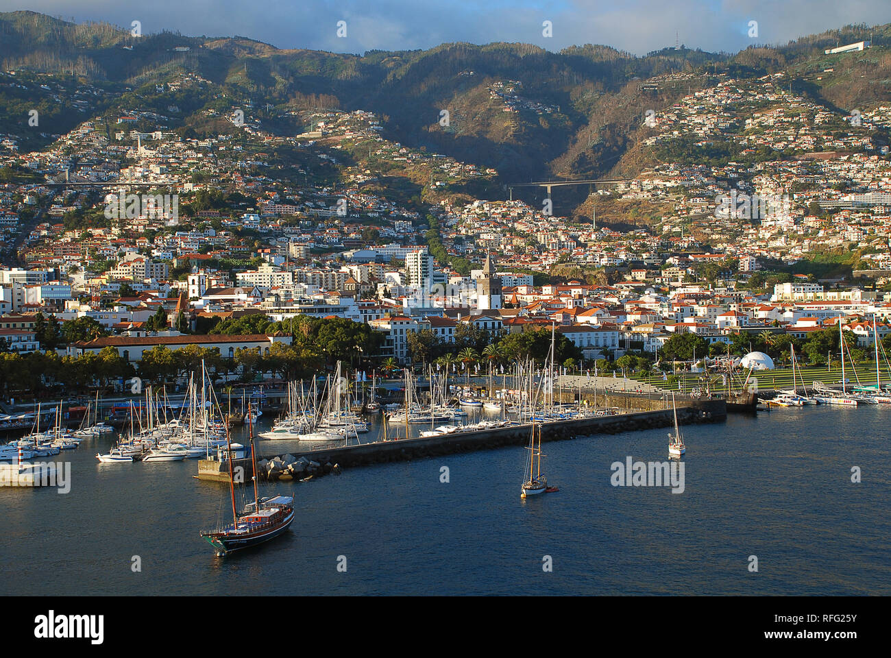 Panoramic view of Funchal on Madeira Island. Portugal. Funchal is ...