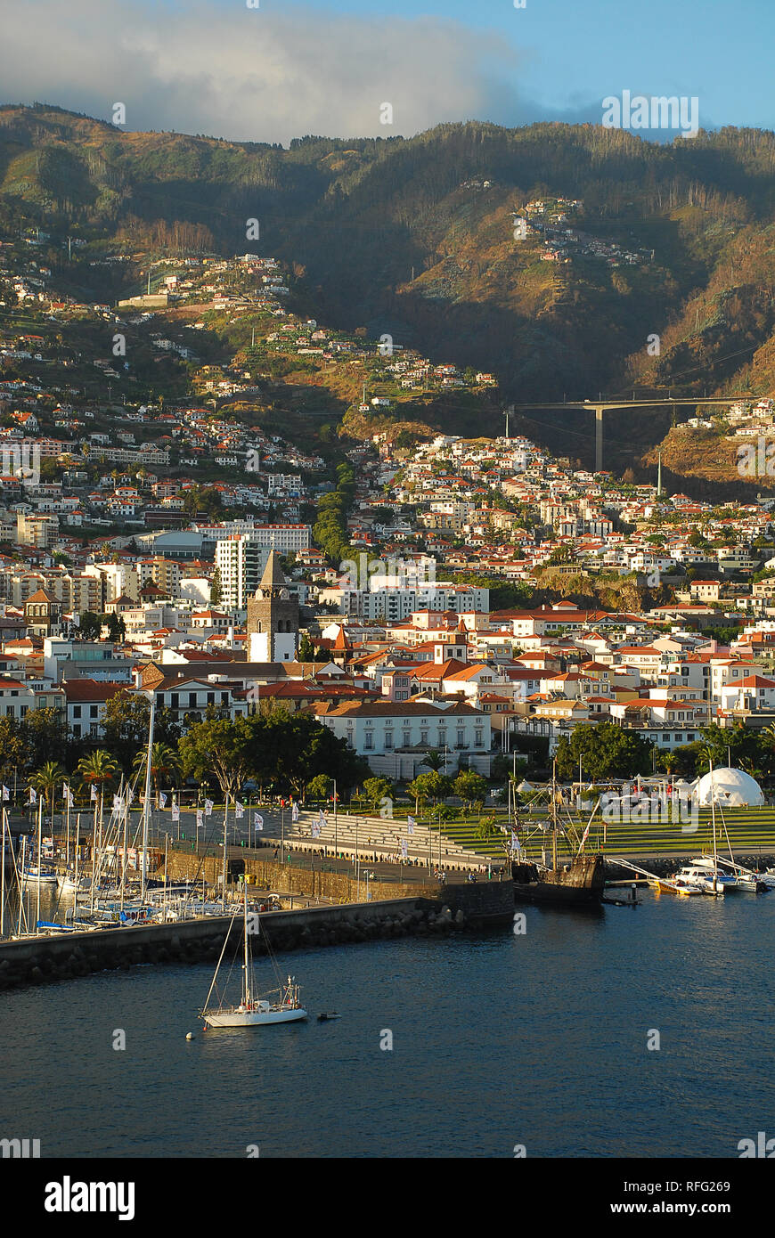 Panoramic view of Funchal on Madeira Island. Portugal. Funchal is ...
