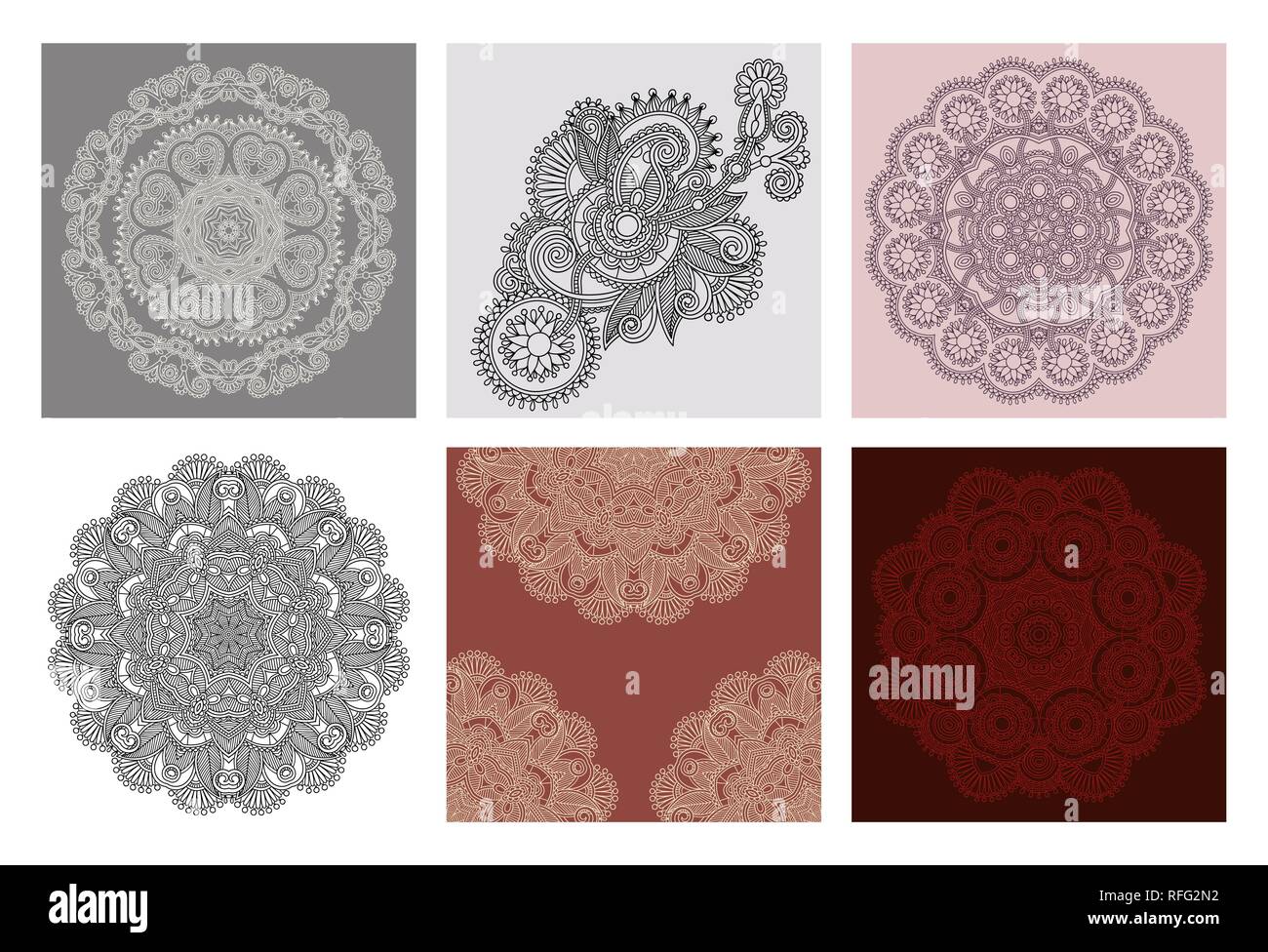 set of original line art ornate flower design Stock Vector Image & Art ...