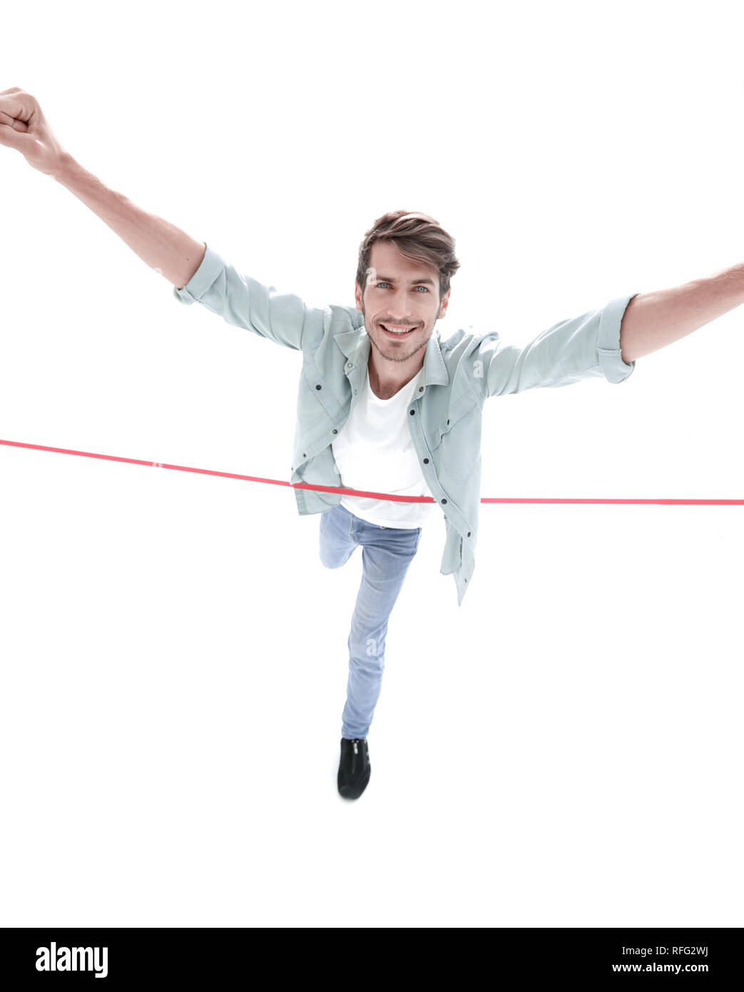 man running at the finish line Stock Photo - Alamy