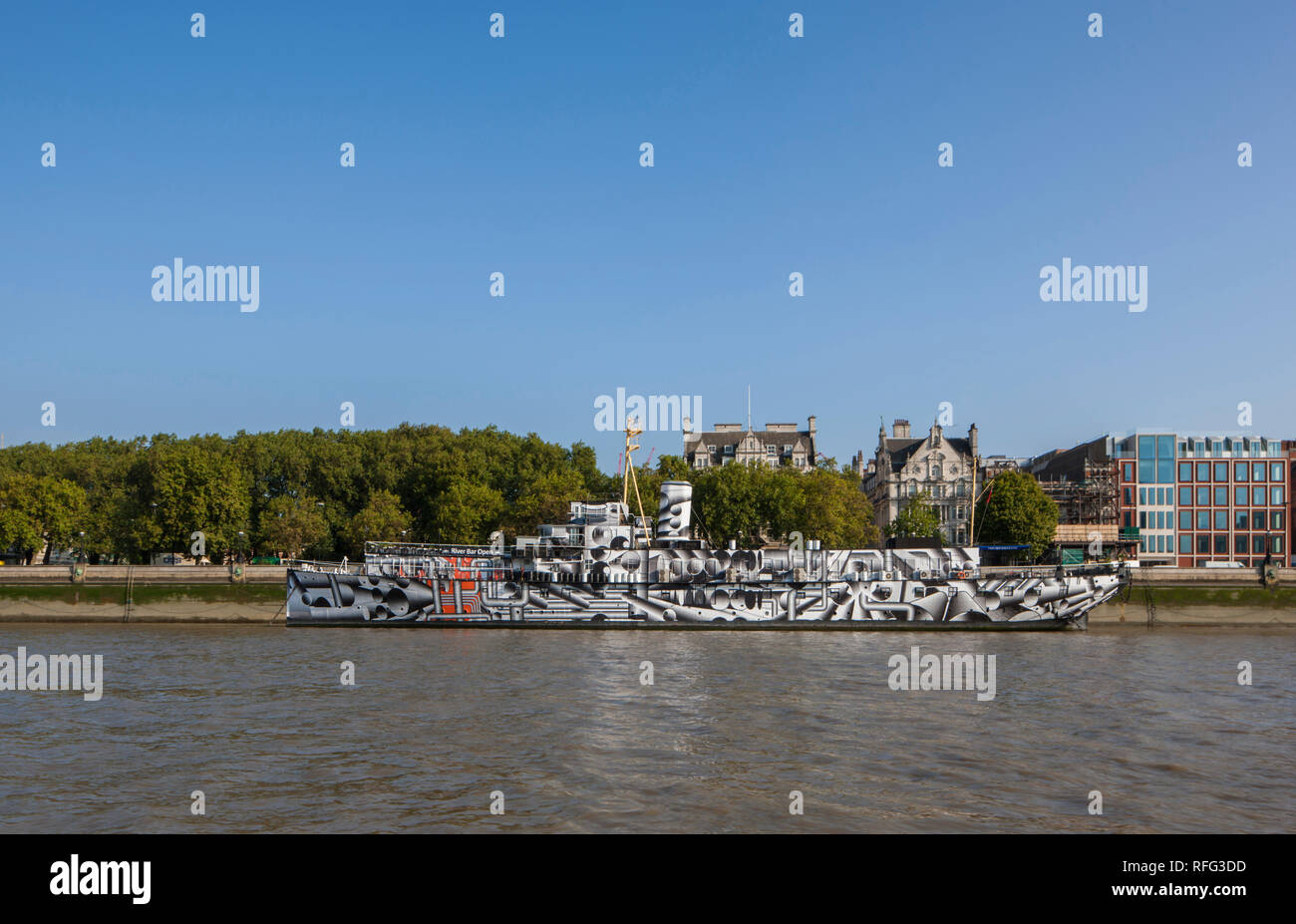 Dazzle Camouflage on HMS President on River Thames Stock Photo - Alamy