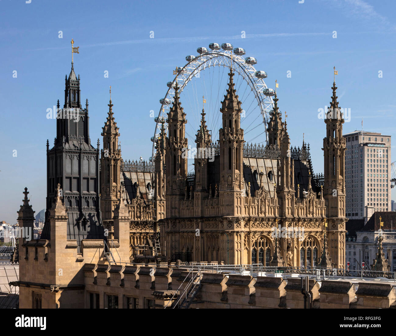 Westminster Palace with London Eye Stock Photo - Alamy