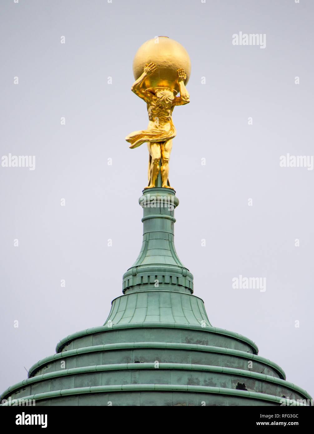 Golden statue of Atlas in Potsdam, Germany Stock Photo - Alamy