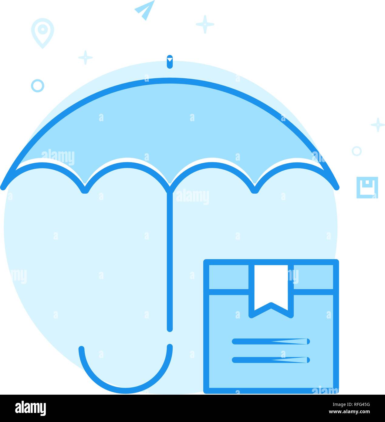 Cargo Insurance Flat Vector Icon. Umbrella and Package Box Symbol ...