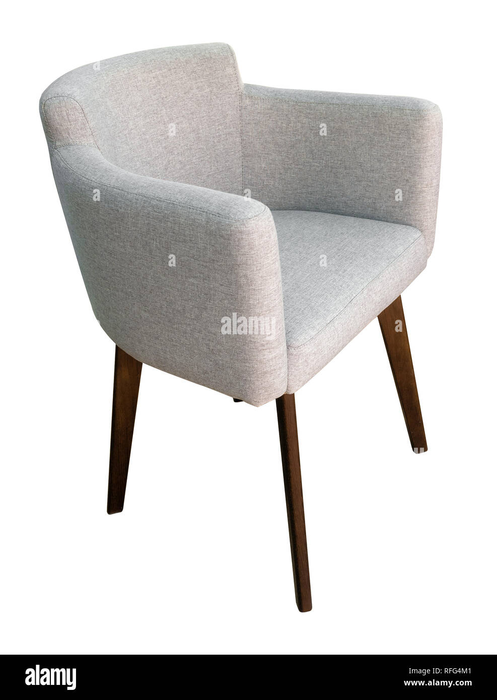 gray velours modern chair with wingback side view isolated white ...