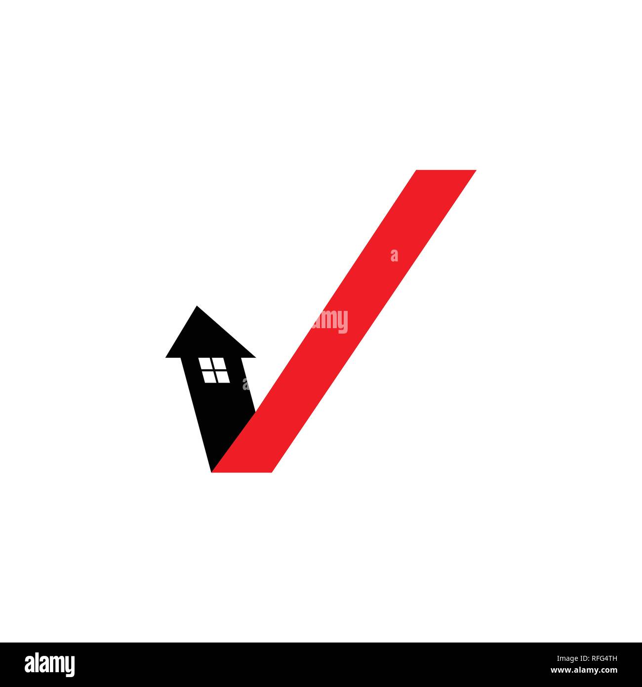 Arrow check mark house logo. real estate graphic logo design Stock ...