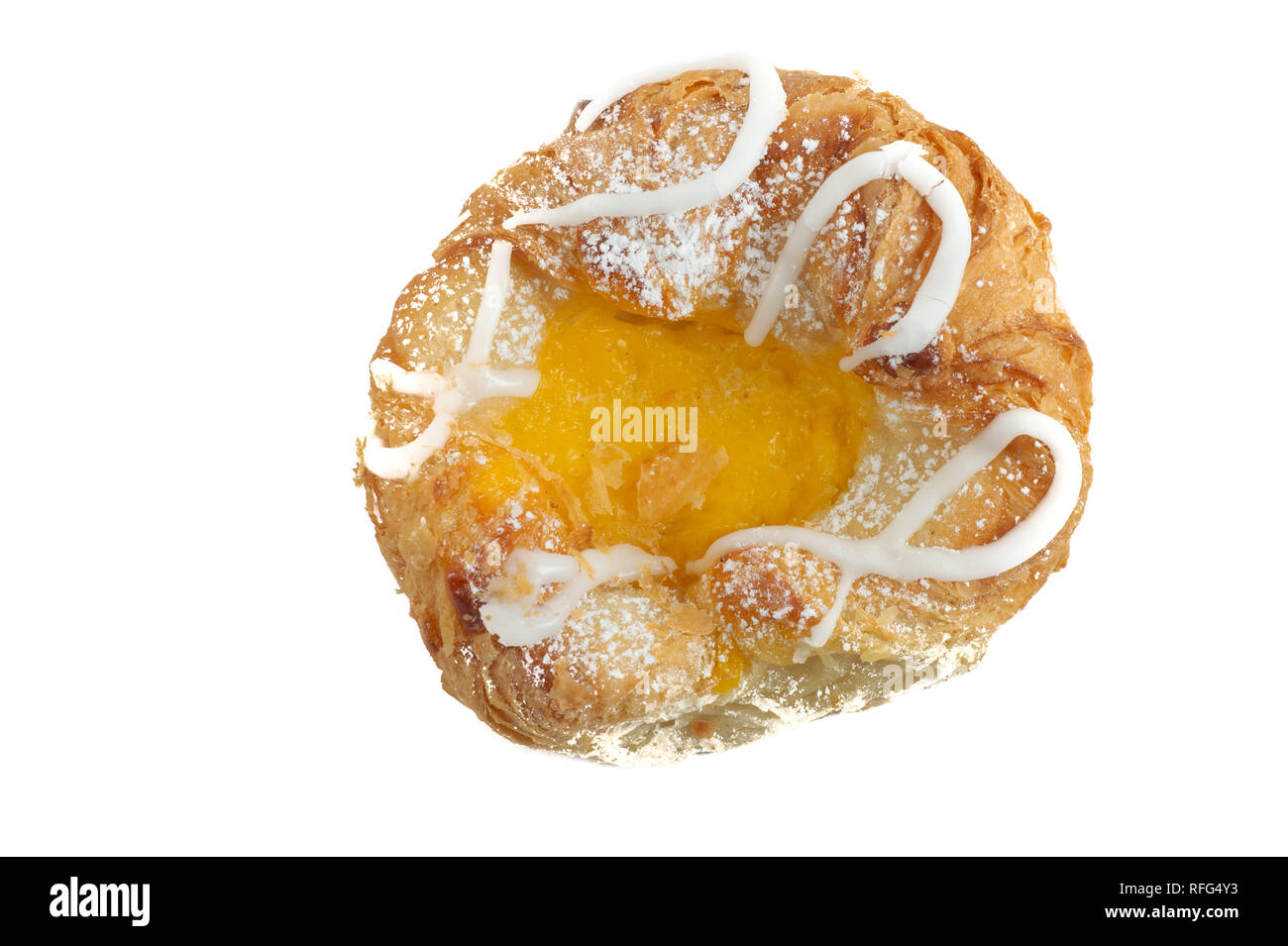 Freshly baked danish pastry isolated on white background close up Stock ...