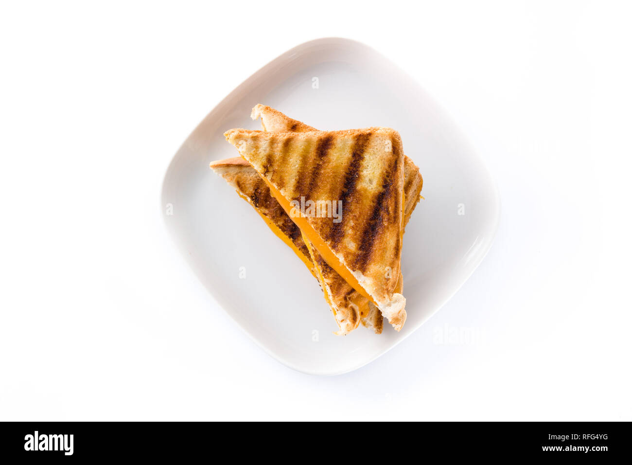Grilled cheese sandwich isolated on white background. Top view Stock ...