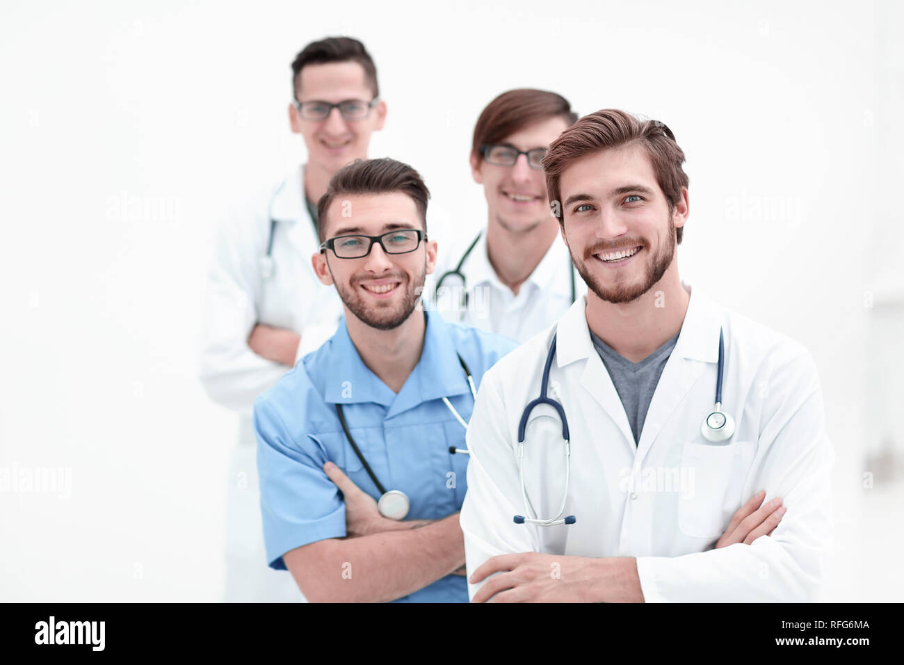 group of successful doctors .isolated on white Stock Photo - Alamy
