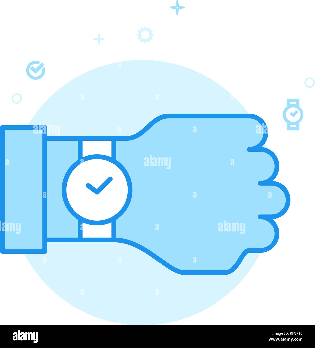 Watch on Hand Flat Vector Icon. Wrist Watch Symbol, Pictogram, Sign ...