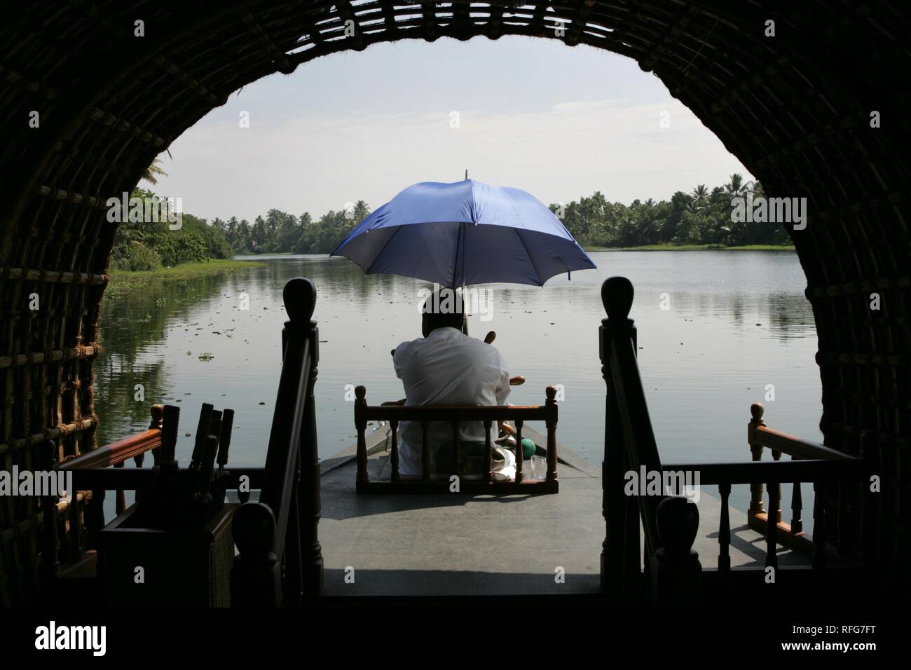 Typical rice boat on the Backwaters, Kerala, India Stock Photo - Alamy