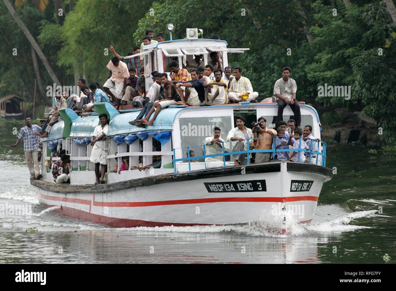 Local ferry boat, Backwaters, Kerala, India Stock Photo - Alamy