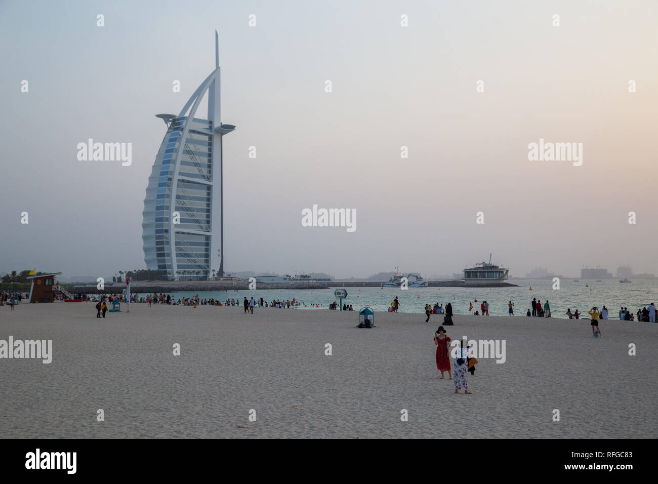 Sunset at Jumeirah Public Beach in Dubai, UAE Stock Photo - Alamy