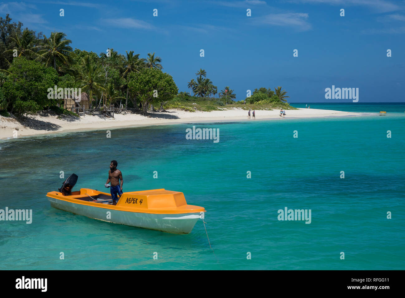 Vanuatu, Aneityum island, Mystery island, beach & boat Stock Photo - Alamy
