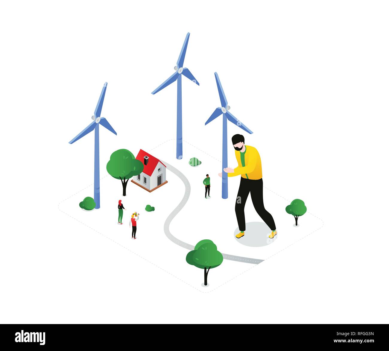 Renewable energy woman planet Stock Vector Images - Alamy