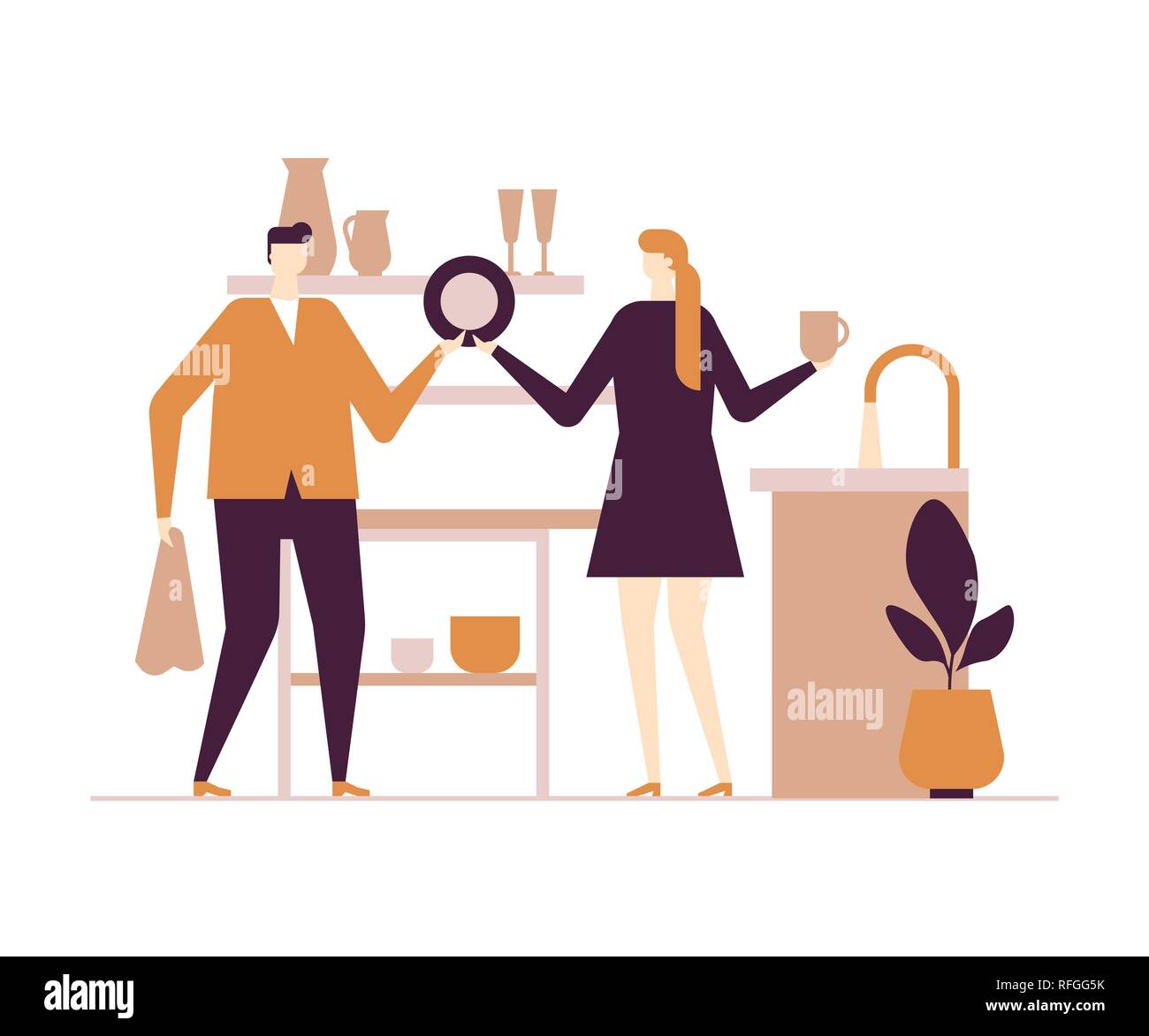 Woman wash dishes Cut Out Stock Images & Pictures - Alamy