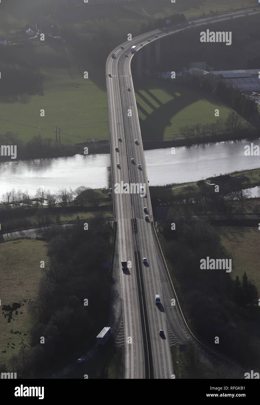 Elevated view of Friarton Bridge over River Tay Scotland January 2019 ...