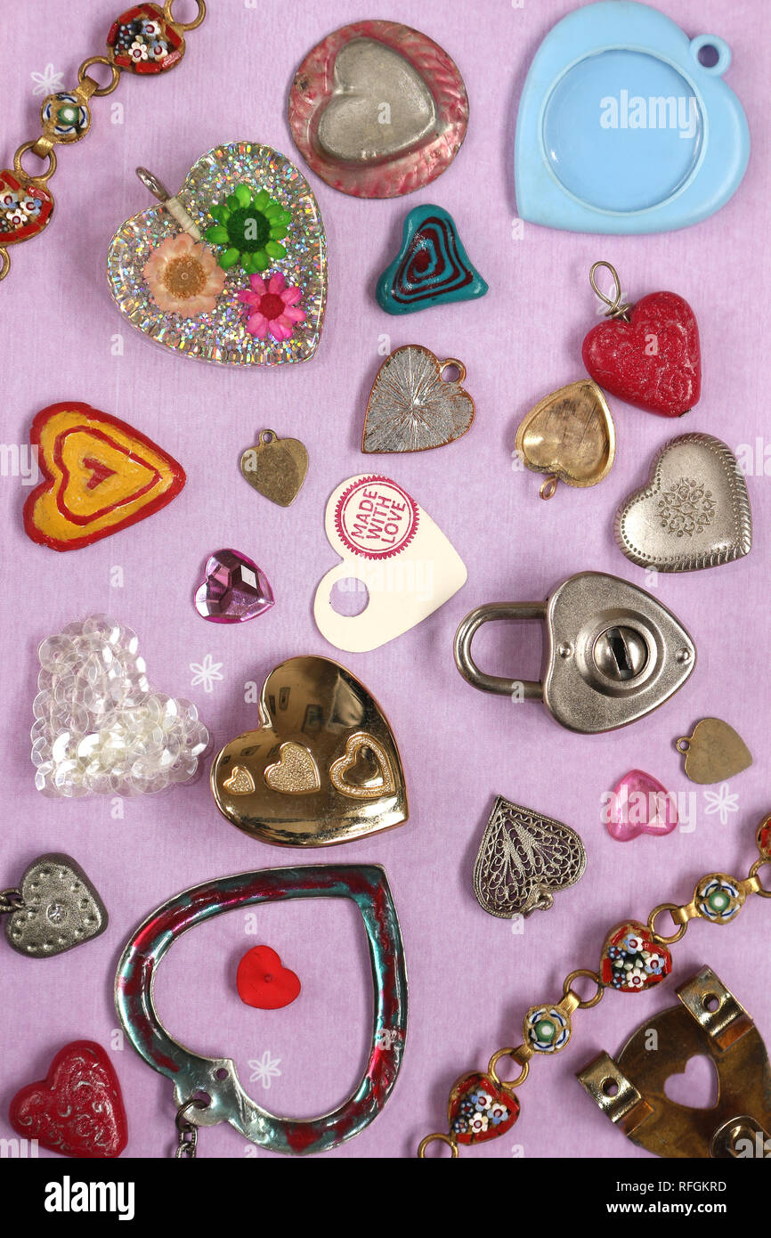A Valentines Themed Background With Various Heart Shaped Objects Stock ...
