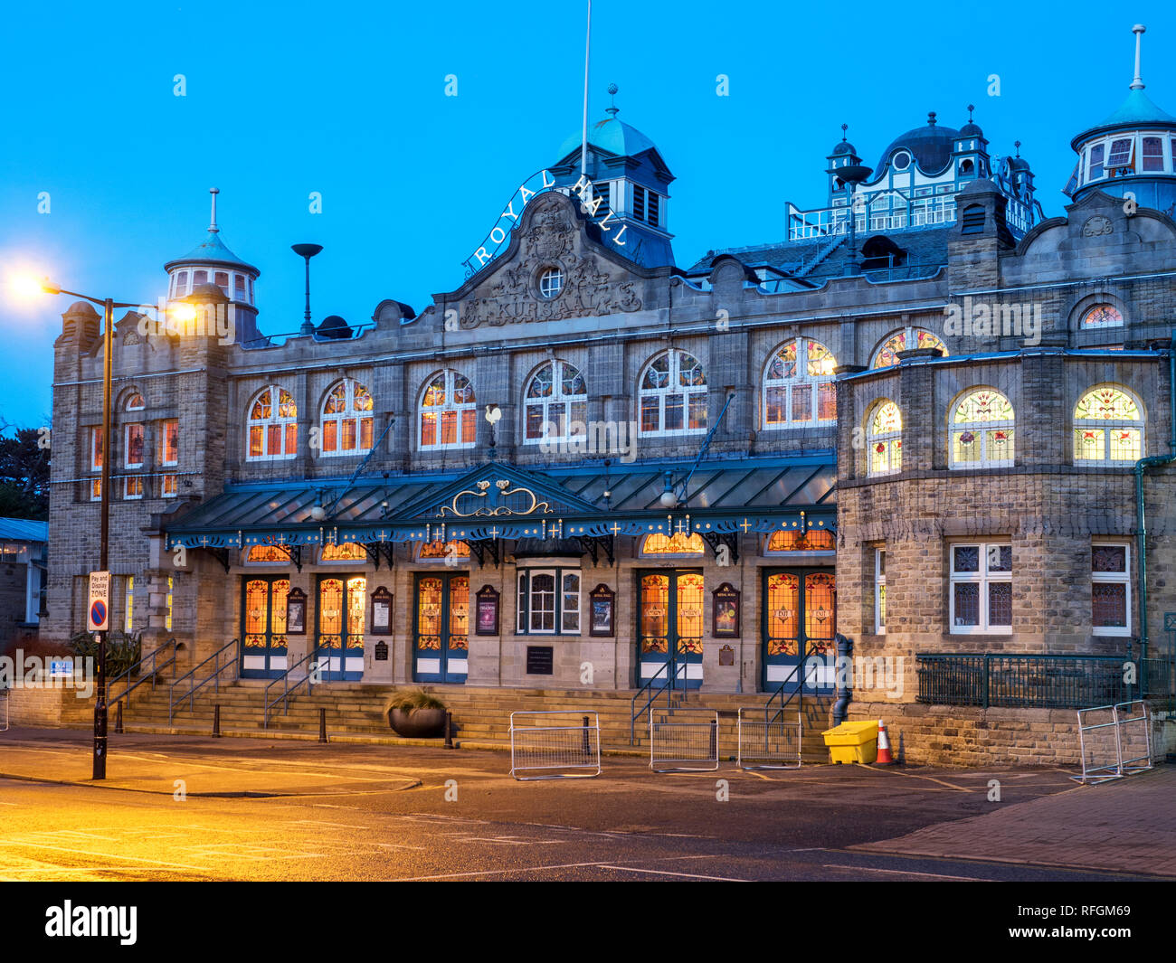 The Royal Hall performance venue on Ripon Road Harrogate at dusk North ...