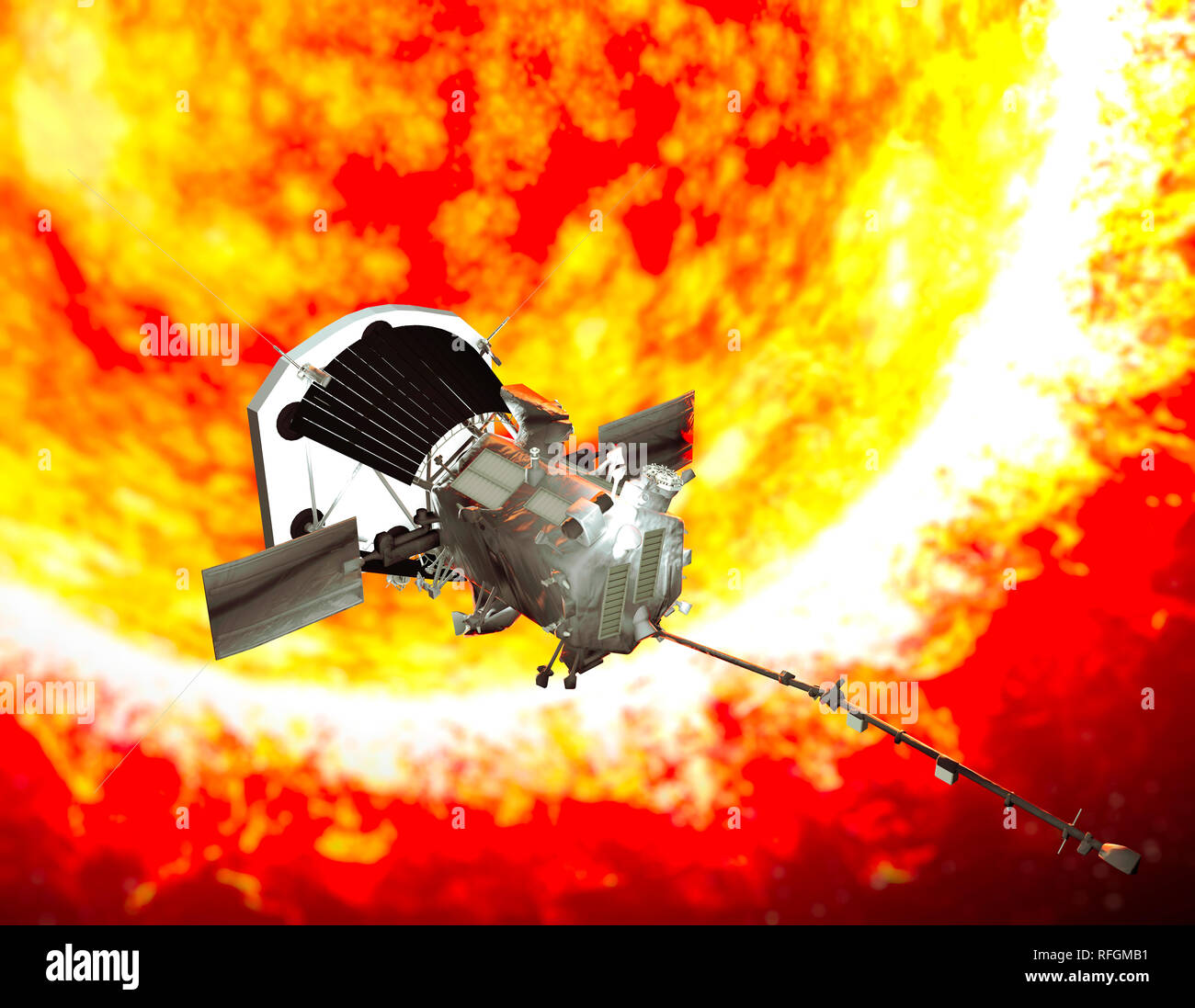 Parker Solar Probe traveling to the sun. The purpose of the probe is to ...