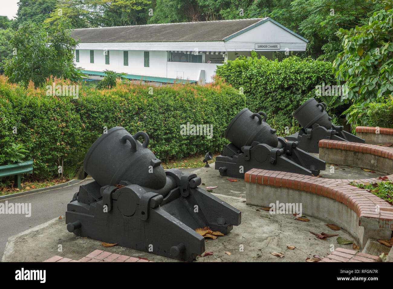 Singapore, Sentosa Island, Fort Siloso, mortars & surrender chambers ...