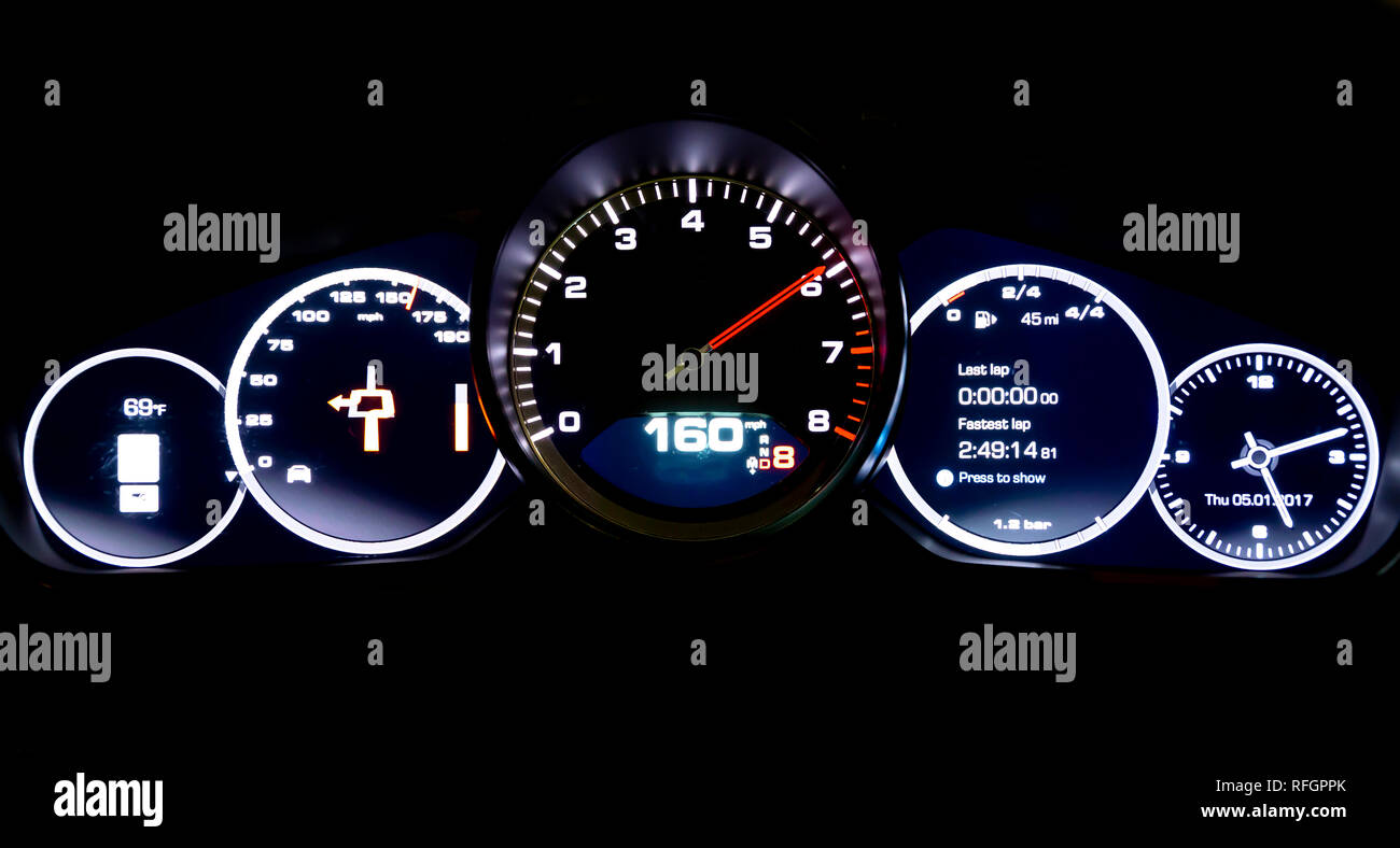 Car Dashboard Isolated Stock Modern Light Car Mileage (dashboard,