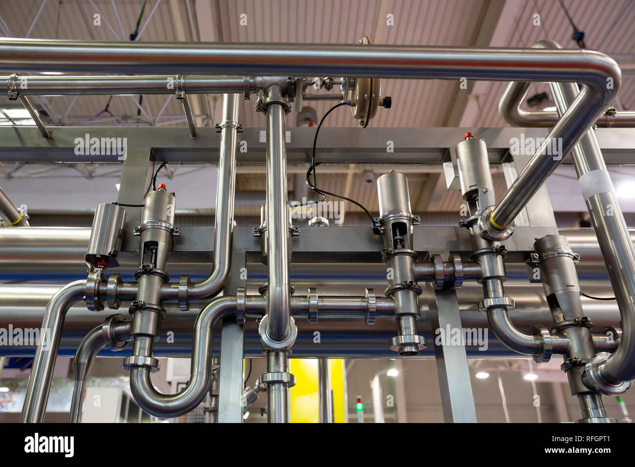 Milk pasteurization system is shown at a food and drink exhibition ...