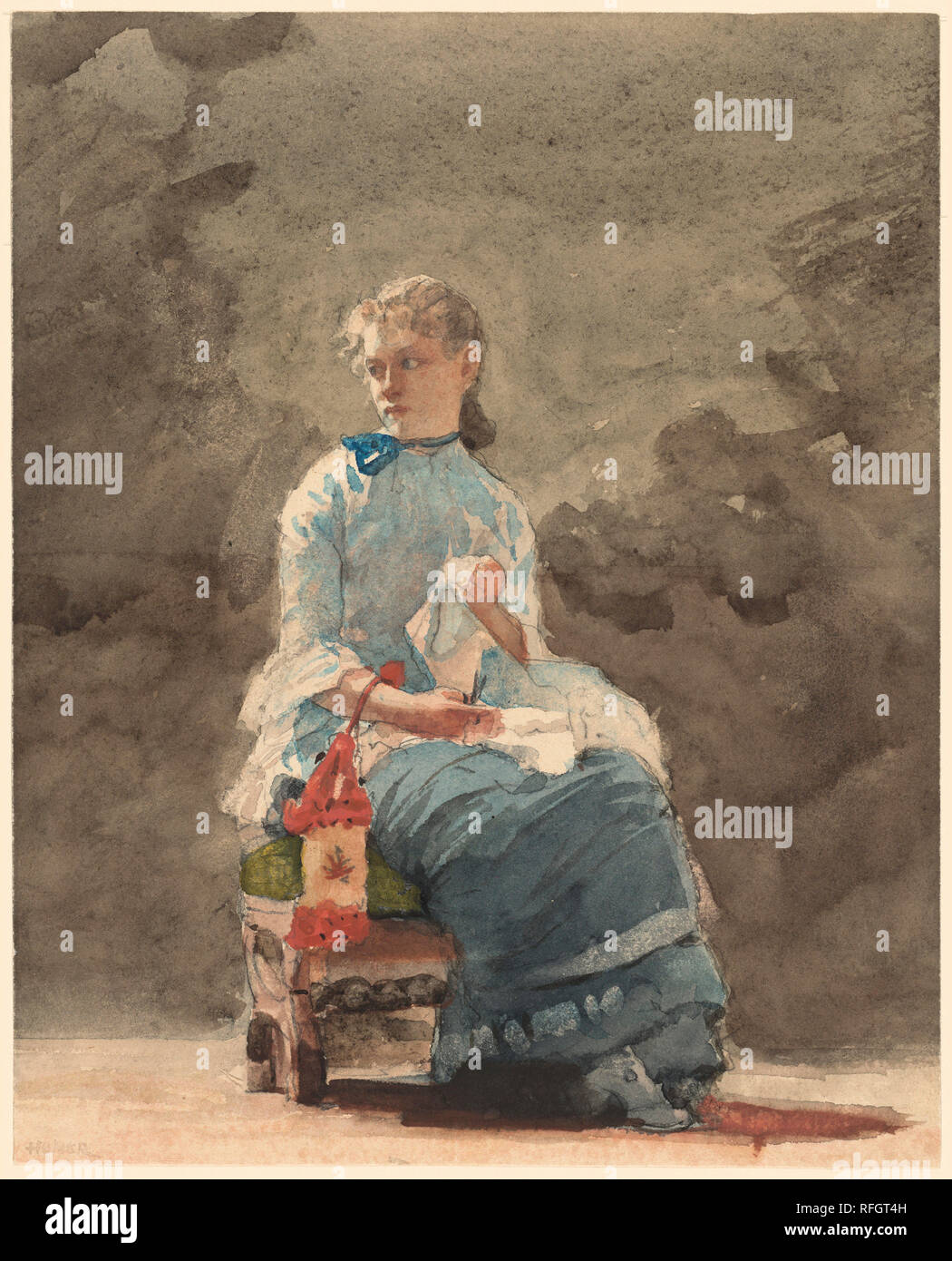 Young Woman Sewing. Dated: 1876. Dimensions: sheet: 24.77 × 20 cm (9 3/ ...